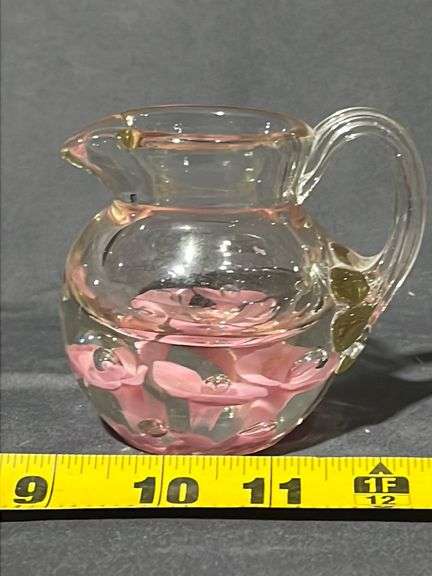 St. Clair unmarked syrup pitcher 3" paperweight pink - Metzger Property ...