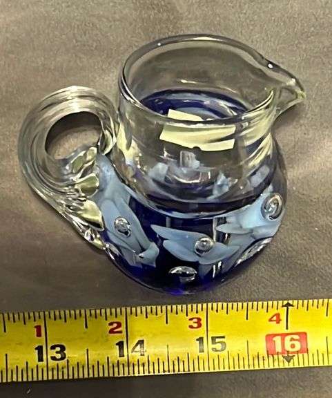 St. Clair unmarked Blue syrup pitcher 3" paperweight - Metzger Property ...