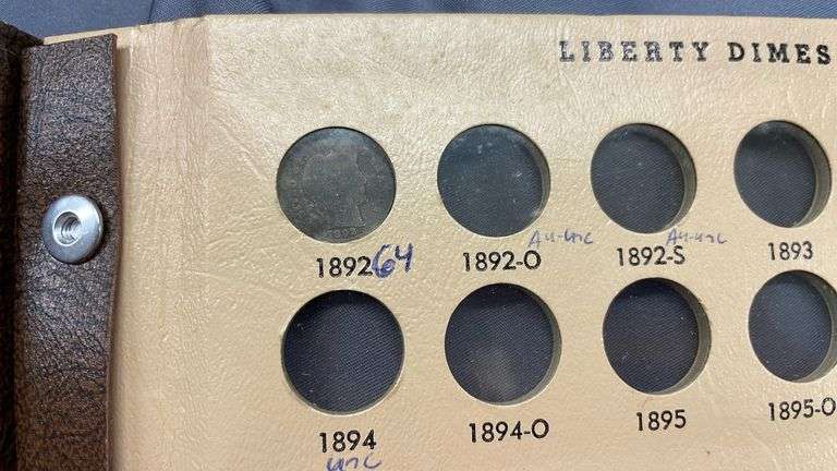 1892-1916 Barber Dime Collection Book (13 Coins) - Metzger Property ...