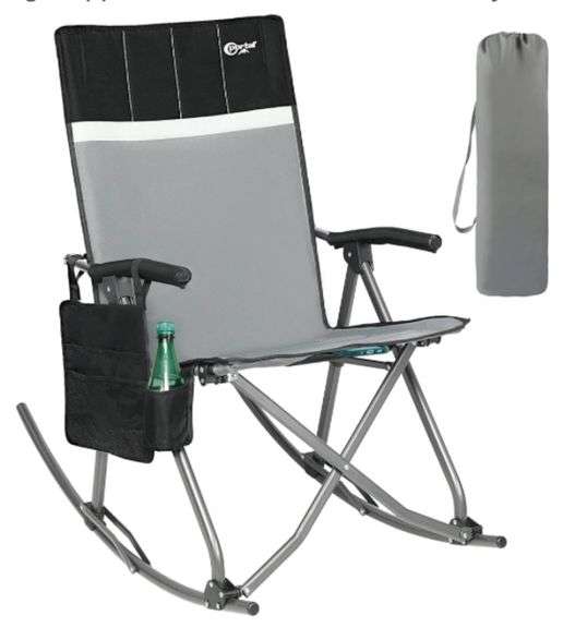 PORTAL Oversized Folding Rocking Camping Chair Portable Outdoor Rocker ...