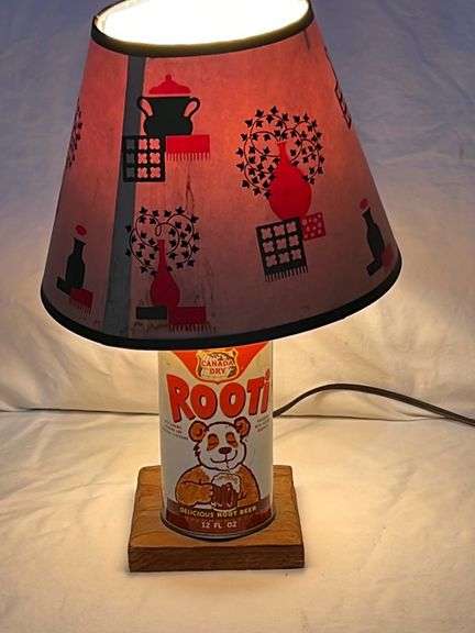 Rooti Root Beer Can lamp with shade 12”, works - Metzger Property ...