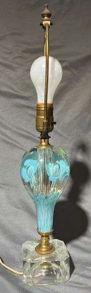 St Clair blue tulip paperweight lamp base no shade 20" - Metzger ...
