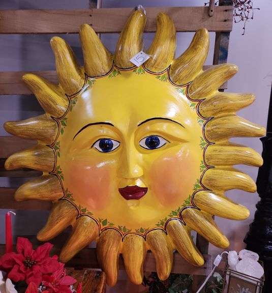 Cast aluminum custom painted sun face 40