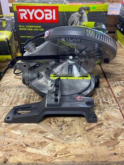 Ryobi 10” Compound Miter Saw with LED Lights, Guard Broken, Tool Only ...