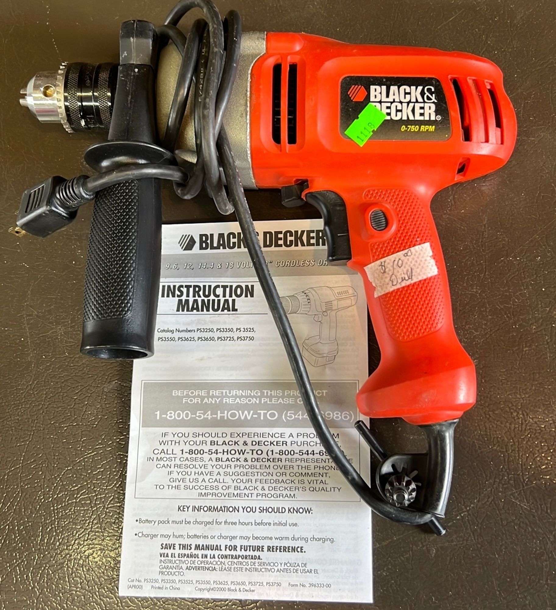 Black Decker Dr500 electric drill Metzger Property Services LLC