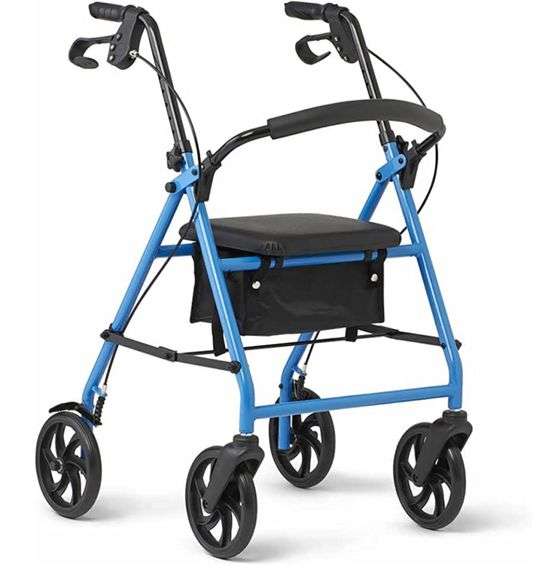 Medline Standard Steel Folding Rollator Adult Walker with 8" Wheels ...