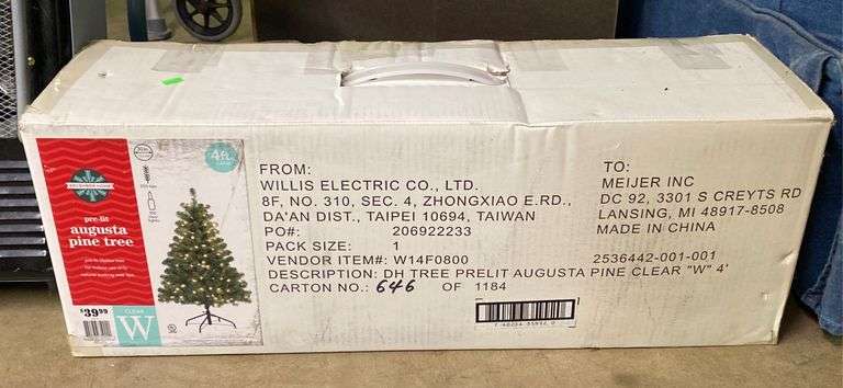 Pre-Lit Augusta Pine Tree 4 ft. - Metzger Property Services, LLC