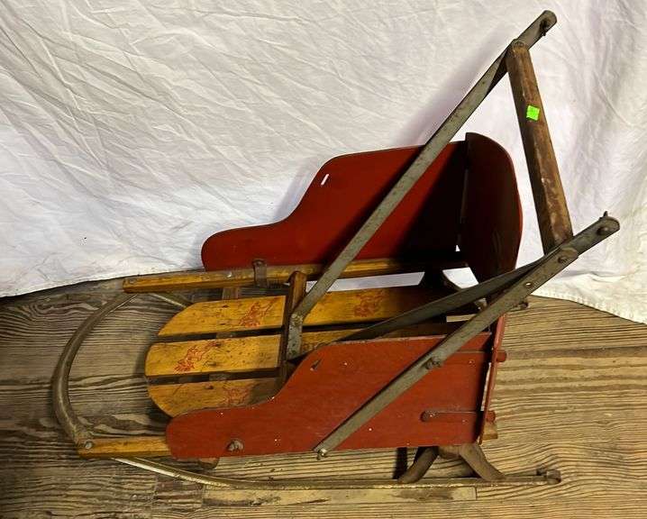 Vintage Sno Sleigh runner sled with folding handle 14”x29”x 38 ...
