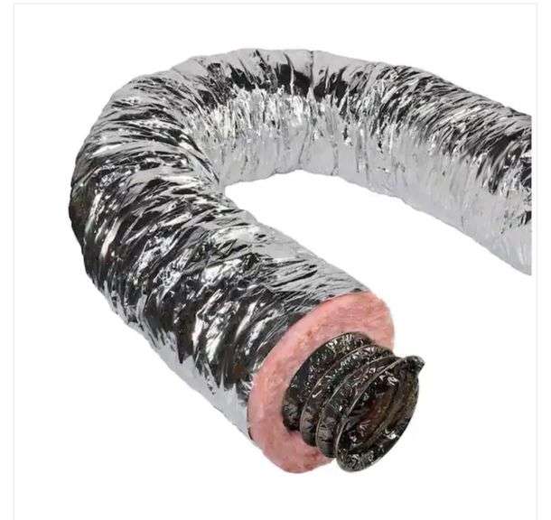 Master Flow 10 in. x 25 ft. Insulated Flexible Duct R8 Silver Jacket ...