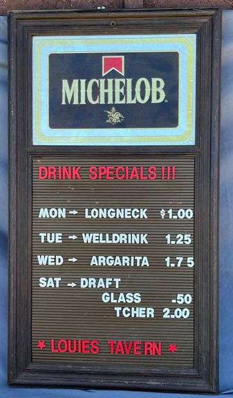 Plastic Michelob beer message board, only includes letters shown 17x31 ...