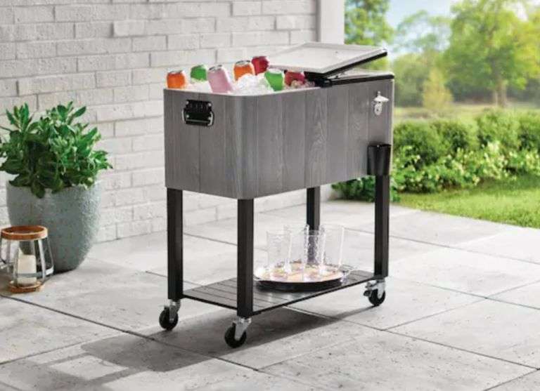 StyleWell 80 Qt. Gray Woodgrain Cooler with Black - Metzger Property ...