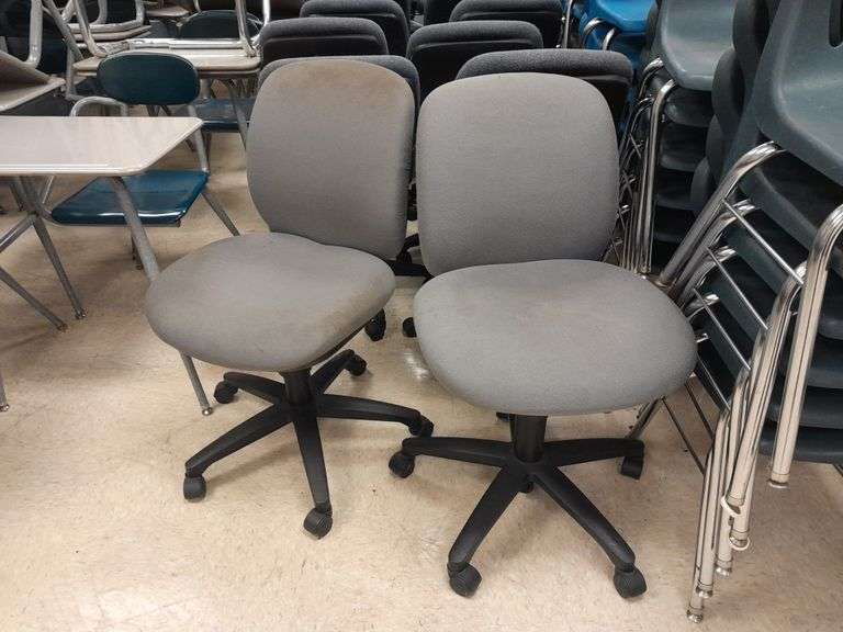 2 Grey Rolling Computer Chairs - Metzger Property Services, LLC