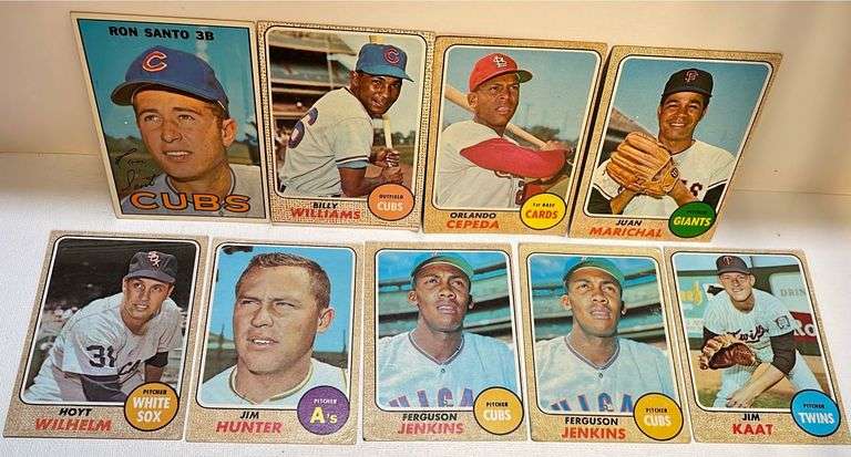 9 - Topps MLB Cards: 1967 #70 Santo - 1968 Williams, Cepeda, Marichal ...