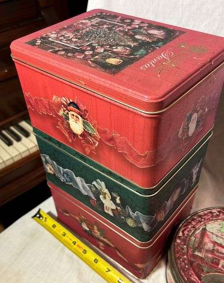 Decorative tin assortment including contents (crayons, checkers ...