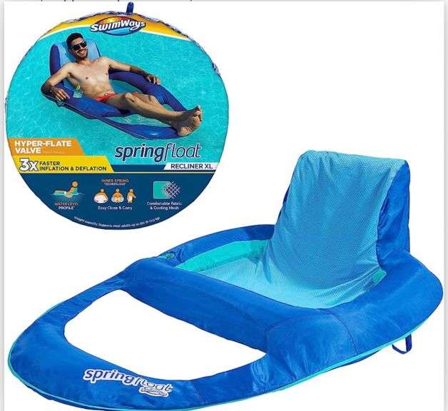 SwimWays Spring Float XL Recliner Chair for Swimming Pool, Inflatable ...
