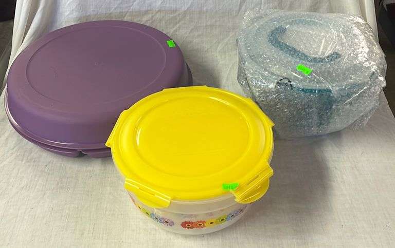 Tupperware Purple Chip Dip Condiment Server 13.5”• Storage Bowls ...