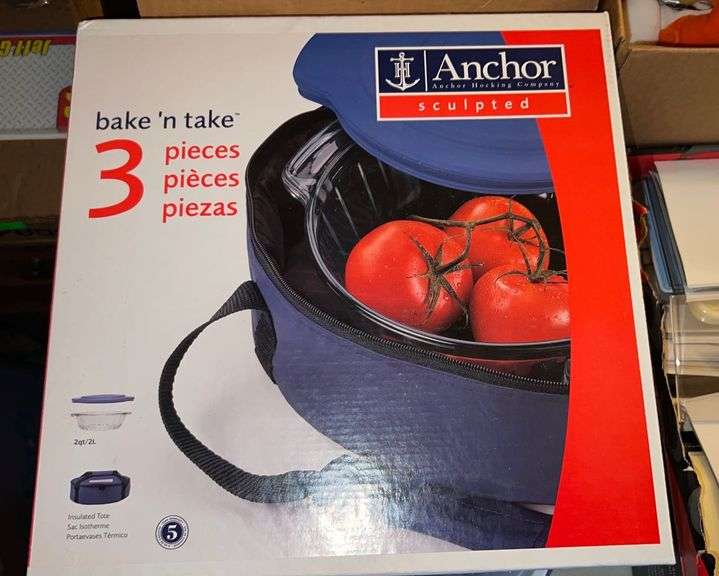 Anchor Hocking Sculpted 3 Piece bake ‘n take Bakeware Set in box - Metzger Property Services, LLC