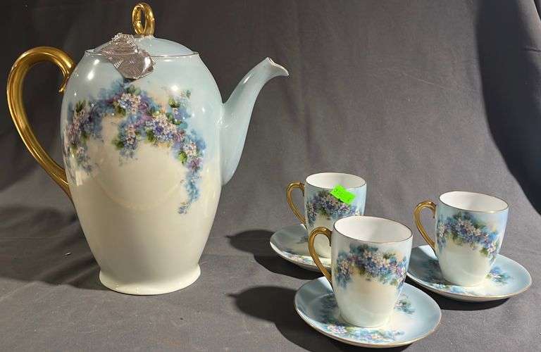 Bavaria porcelain tea set , pitcher and 3 cups with saucers - Metzger ...