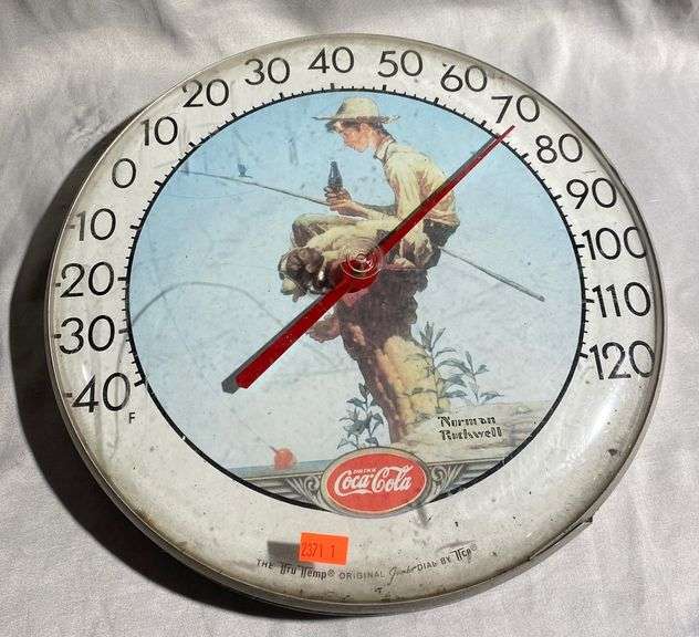 Norman Rockwell Drink Coca-Cola thermometer 12" wide - Metzger Property ...