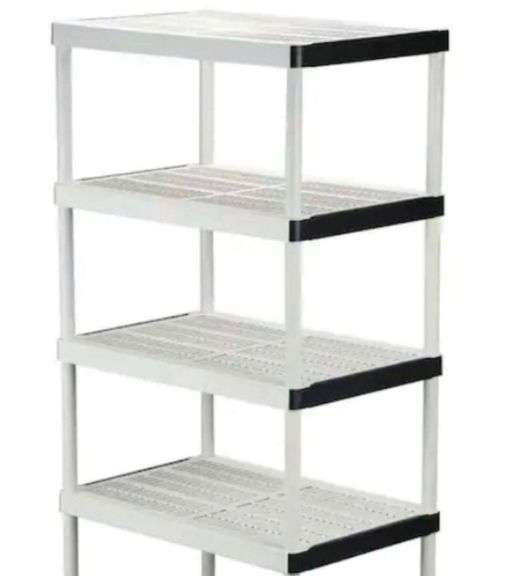 HDX 4-Tier Plastic Garage Storage Shelving Unit in Gray (36 in. W x 72 ...