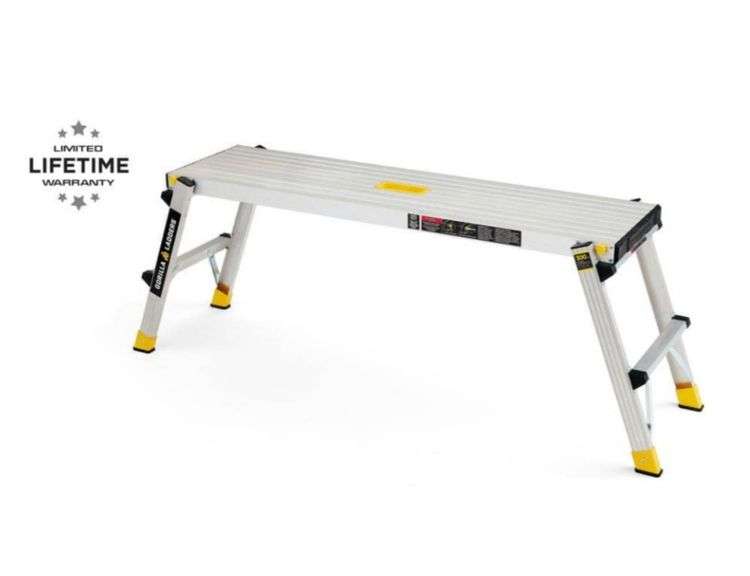 Gorilla Ladders 4 ft. x 12 in. x 20 in. Aluminum Slim-Fold Work ...