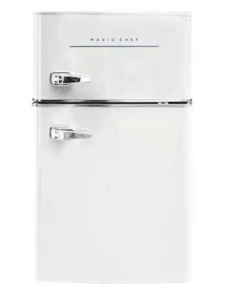 Magic Chef Retro 3.2 Cu. Ft. 2 Door Mini Fridge in White Has small ding ...