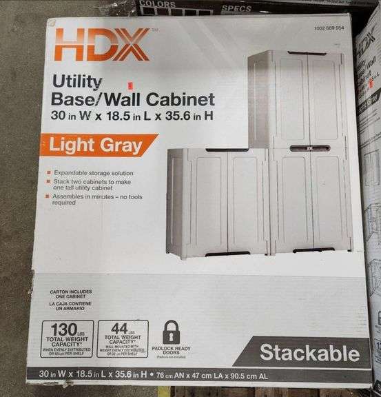 HDX Resin Freestanding Garage Base Cabinet in Light Grey (30 in. W x 36 ...