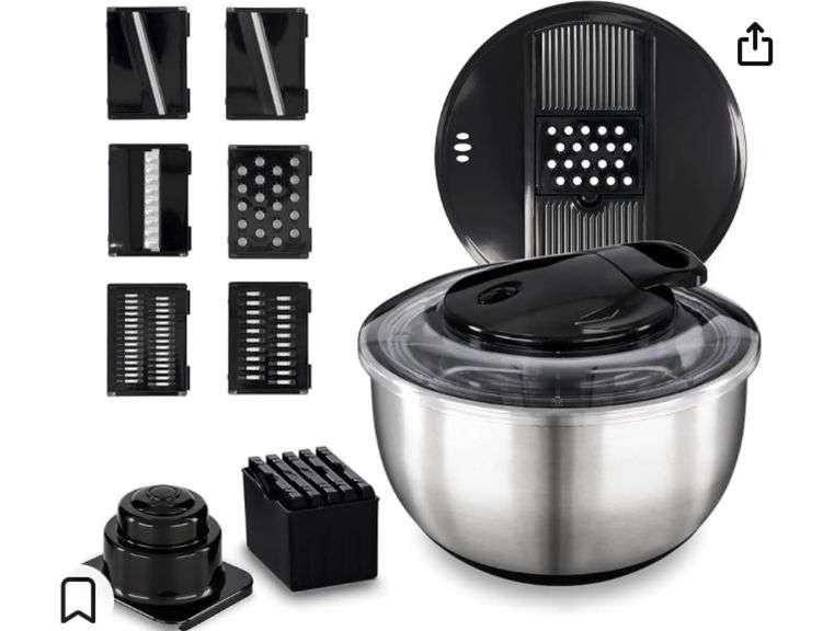 Berthan Salad Spinner with 6 Mandoline Slicers (304 Premium Stainless ...
