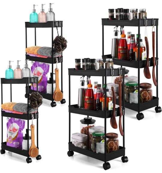 4 Pcs 3 Tier Slim Rolling Storage Cart - Metzger Property Services, LLC