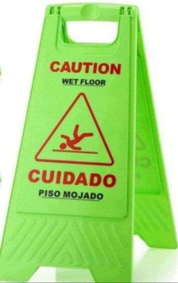 Caution Wet Floor Sign Safety 2 Sided Green Warning Signs 24" - Metzger ...