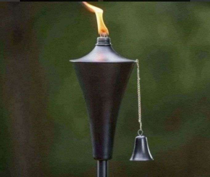 65” Tall- Tiki Style Patio Torch /w Snuffer & Fiberglass Wick - Metzger ...