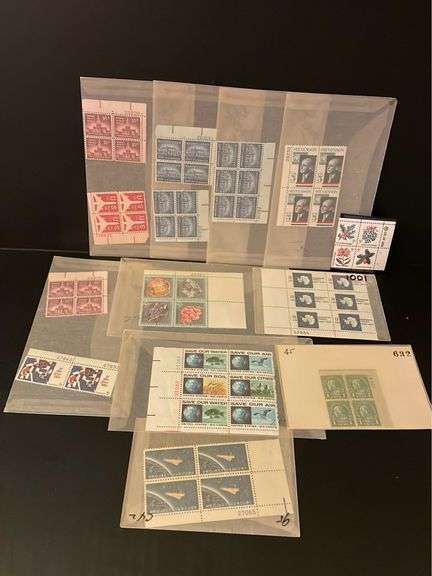 14 - U.S. Postage Stamp Plate Blocks Including Benjamin Franklin 1 Cent ...