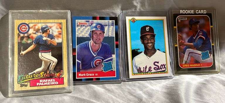 4 Baseball Cards inc. Rafael Palmiero, Mark Grace, Sammy Sosa, Greg ...
