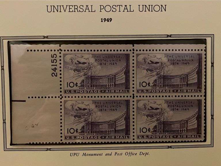 4 - U.S. Postage Stamp Commemorative Plate Blocks 1949: Alexandria ...