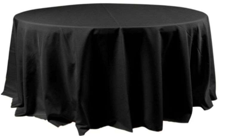 Polyester Round 120 Inches Black Table Cloth - Metzger Property ...