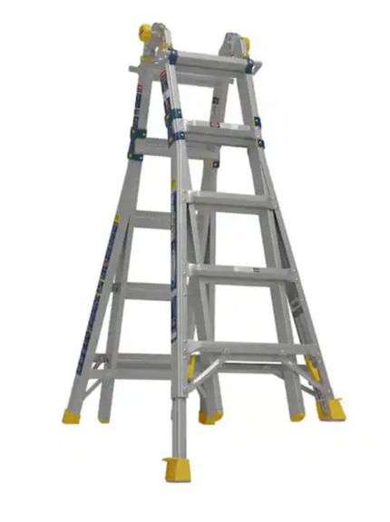 Werner 22 ft. Reach Aluminum 5-in-1 Multi-Position Pro Ladder with ...