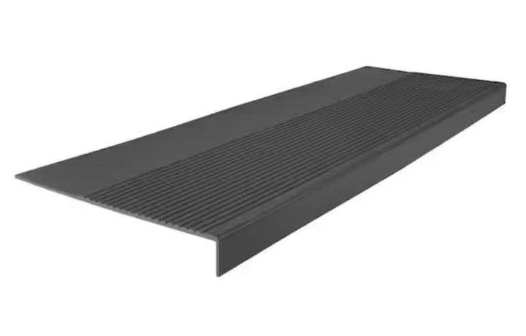 ROPPE Light Duty Ribbed Design Black Brown 12-1/4 in. x 48 in. Rubber ...