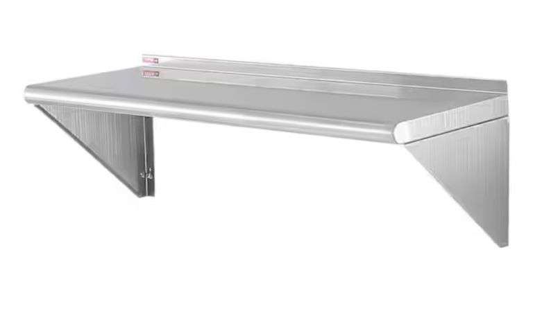 Stainless Steel Shelf 12 in. x 36 in. Wall Mounted Floating Shelving ...