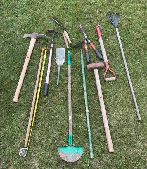 Wood Handle Sledge Hammer 35”, Metal Fire Scraper, (2) Wire Cutters ...