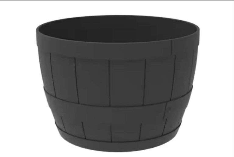 Tierra Verde 21 in. x 15 in. Slate Rubber Barrel Planter - Metzger ...