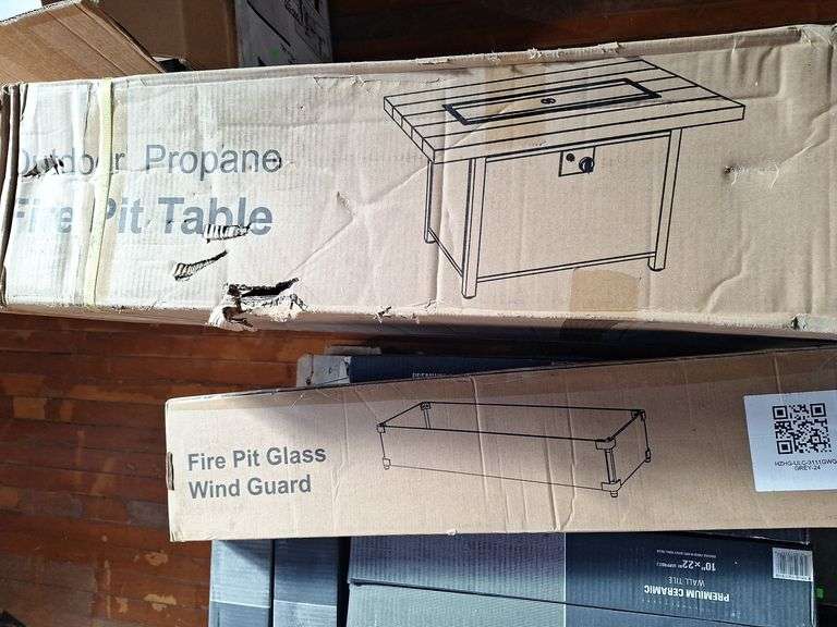 Intertek Outdoor propane fire pit table with fire pit glass wind guard ...