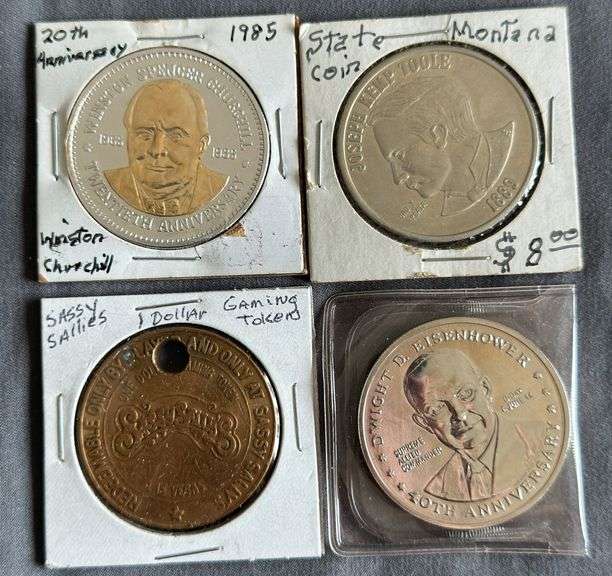 1985 20th Anniversary Winston Churchill Token - 1889 Montana State Coin ...