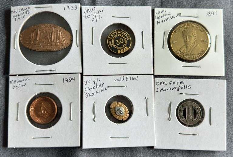 1933 Chicago Worlds Fair Token - UAW 30 Year Pin - 1841 WM Henry ...