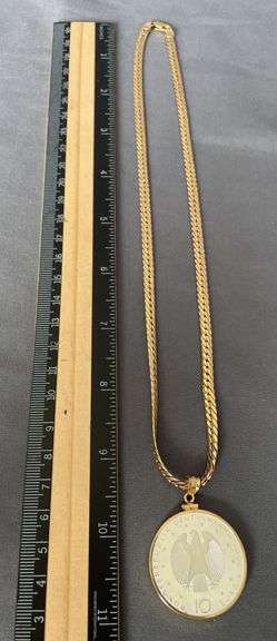 14K Gold chain with 14K F coin pendant - Metzger Property Services, LLC