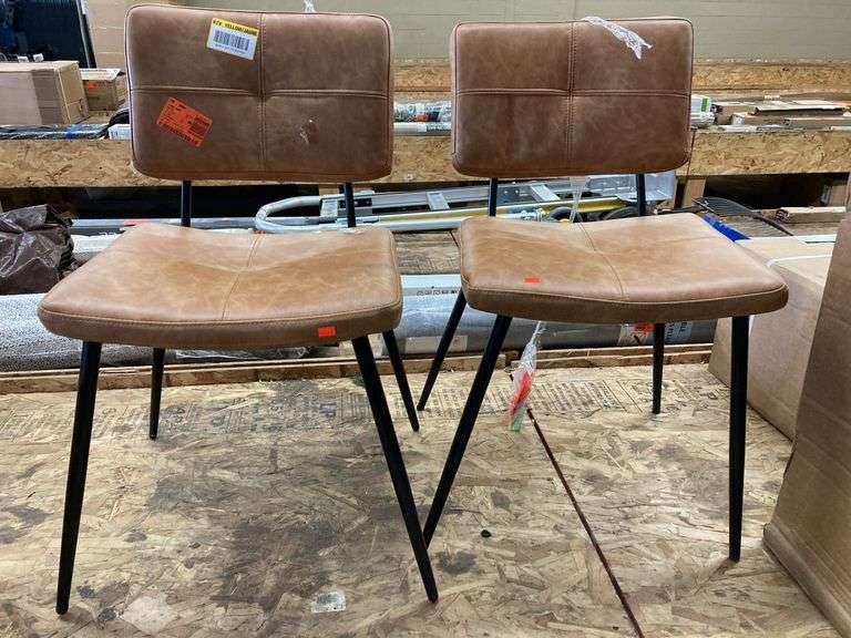 StyleWell Blackburn Mid-Century Modern Cognac Faux Leather Upholstered ...