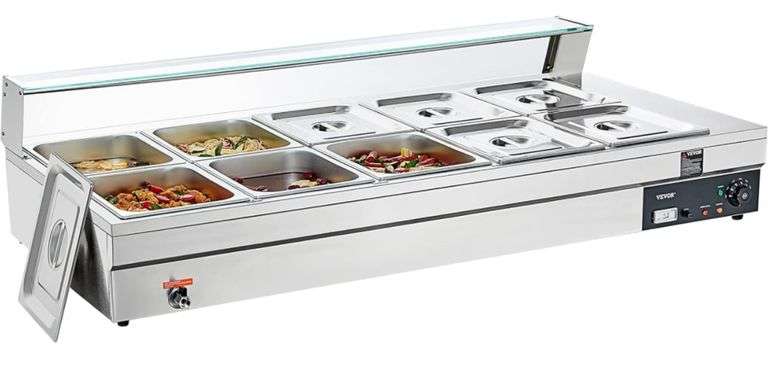 VEVOR 10-Pan Commercial Food Warmer, 10 x 12QT and VEVOR 1/2 in. PEX ...