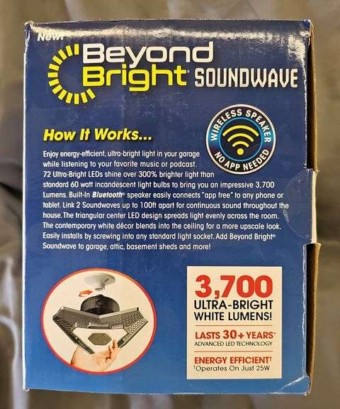 Beyond Bright soundwave ultra bright light + Bluetooth speaker ...