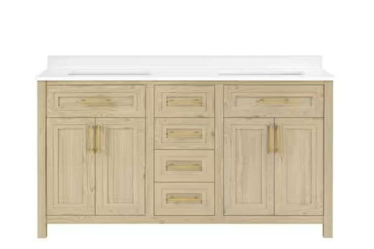 Home Decorators Collection Beaufort 60 in. Double Sink Light Birch Bath ...