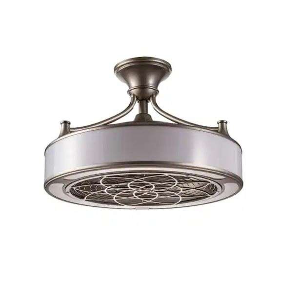 Windara 22 in. LED Indoor/Covered Outdoor Brushed Nickel Ceiling Fan ...