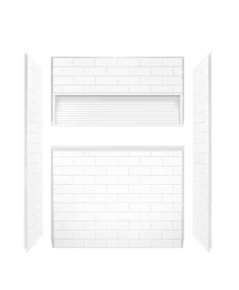 NexTile 32 in. D x 60 in. W x 74 in. H Composite Direct-to-Stud Four ...